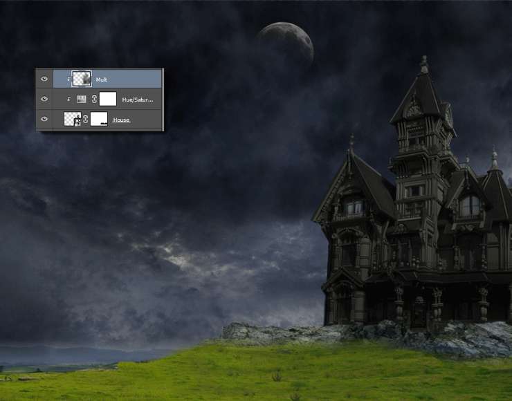 Effects On Photoshop: Haunted House Scene for Halloween
